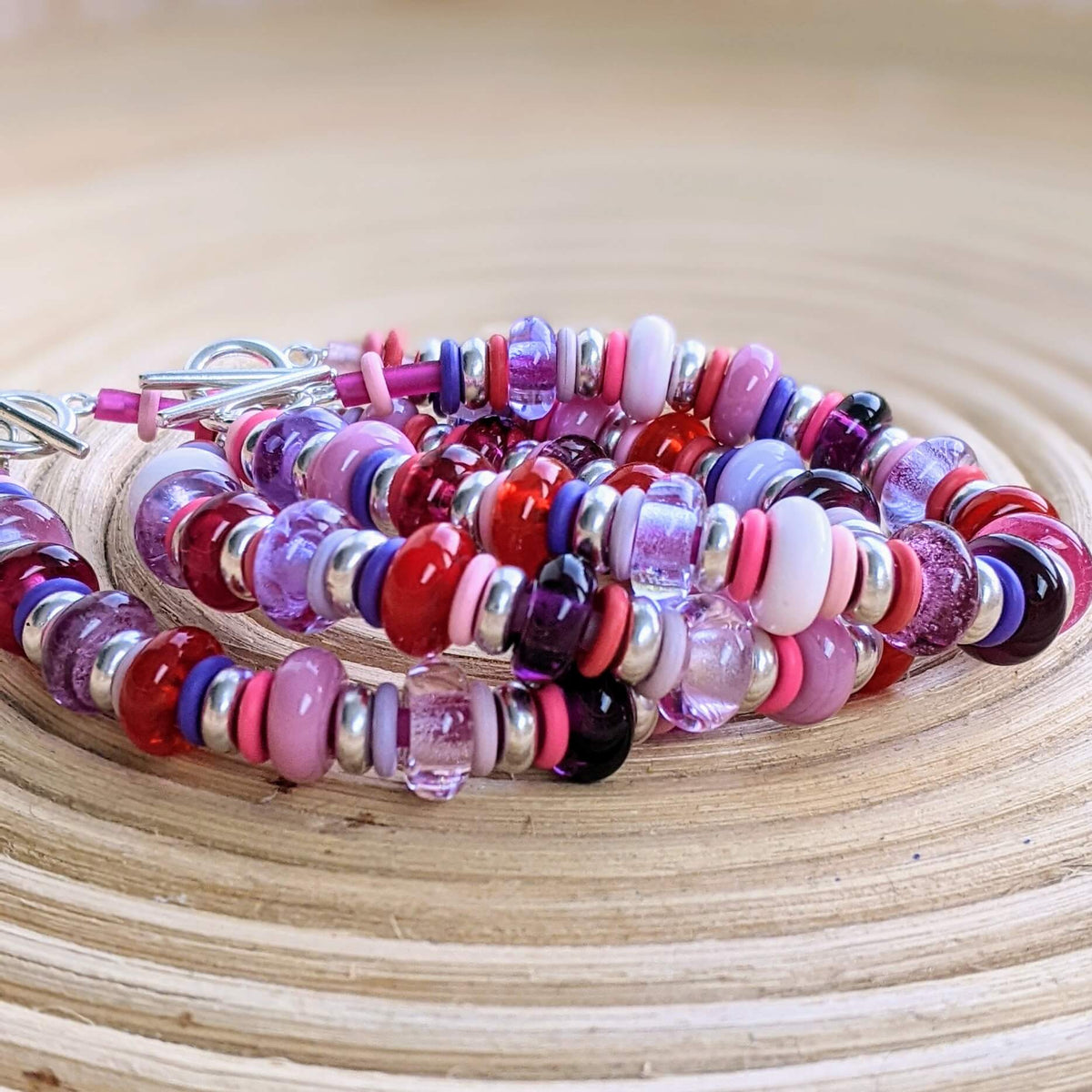 Handmade Jewellery - Glass Bead Bracelet - Beach Art Glass